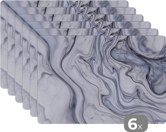 Placemat - Placemats kunststof - Marmer - Wit - Zwart - 45x30 cm - 6 ... Placemat - Placemats kunststof - Marmer - Wit - Zwart - 45x30 cm - 6 ...