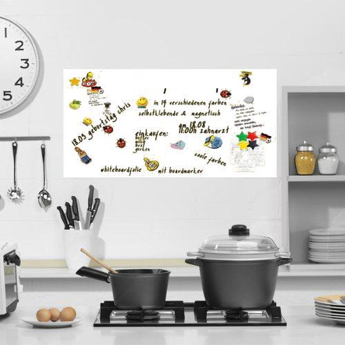 Tableau blanc adhésif magnétique avec 8 feutres pour tableau blanc et ...