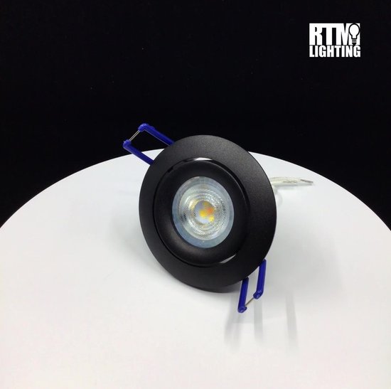 LED inbouwspot Stan -Rond Zwart -Extra Warm Wit -Dimbaar -4W -Philips ...