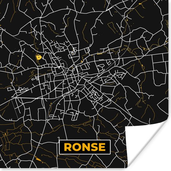 Poster Goud - Ronse - Plattegrond - Stadskaart - Kaart - 30x30 cm | bol