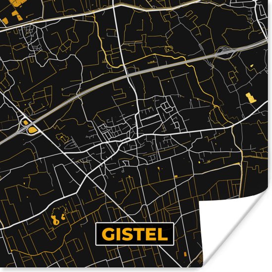 Poster Gistel - Goud - Kaart - Plattegrond - Stadskaart - 50x50 cm | bol