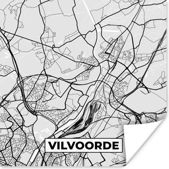 Poster Zwart Wit – België – Plattegrond – Stadskaart – Kaart ...