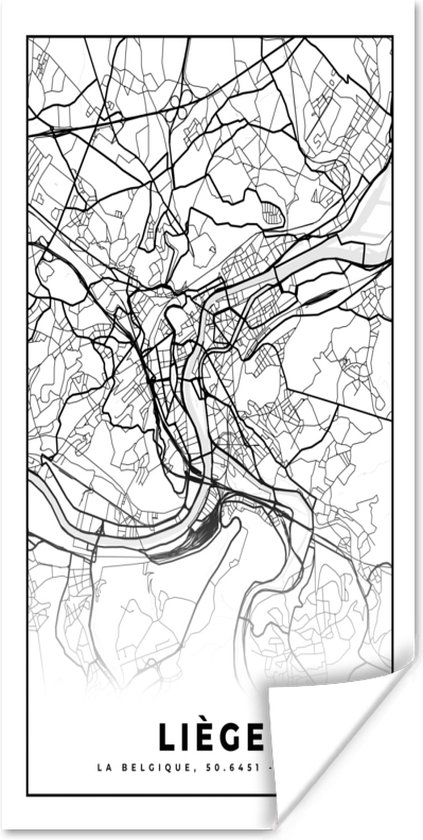 Poster België – Luik – Stadskaart – Kaart – Zwart Wit – Plattegrond ...