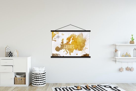 Wereldkaarten - Wereldkaarten - Europa - Goud - 150x100 cm - Textielposter -... | bol.com
