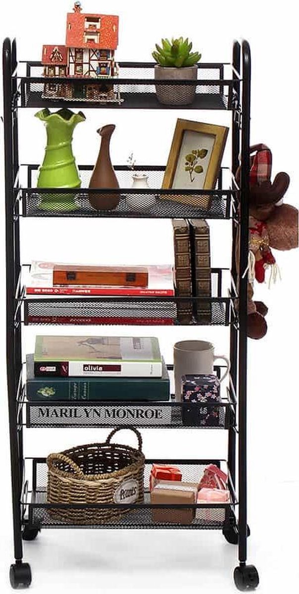 Buxibo Opbergrek 5 laags op Wieltjes met Open Vakken - Opberg Rek ...
