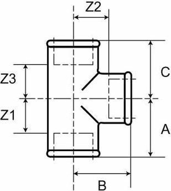 Nefit Ind Nr130 T stuk 90° met 3 x binnendraad 1 x1/2 x1 gegalvaniseerd | bol