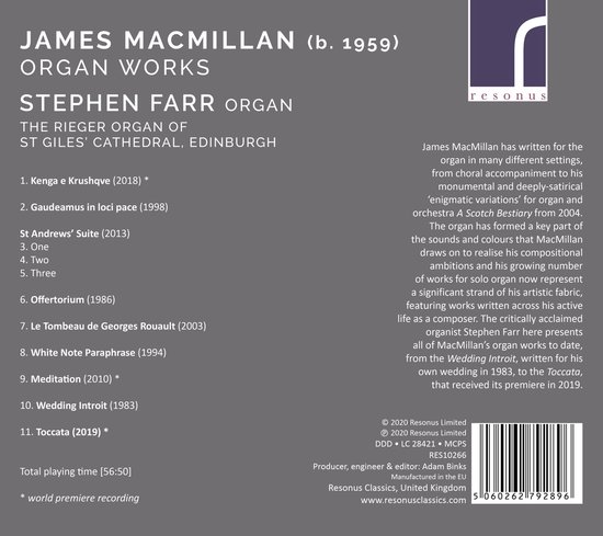 Stephen Farr - James Macmillan Organ Works (CD), Stephen Farr | Muziek ...