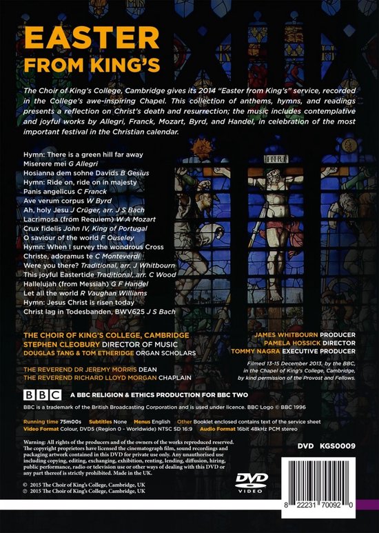 Cambridge Choir Of King's College - Easter From King's (DVD), Cambridge ...
