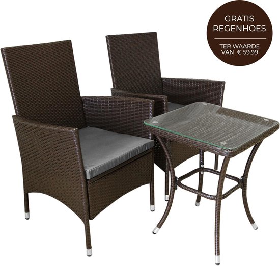 Bistroset Rotan - Jardí - balkonset bruin - 3-delig - inclusief ...