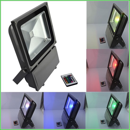 LED Bouwlamp / Schijnwerper RGB Gekleurde Verlichting - 100 Watt - Met ...