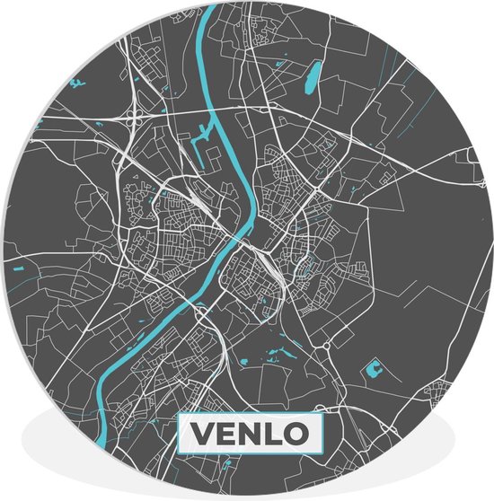 Wall Circle - Indoor Wall Circle - Map - Venlo - Grijs - Blauw - ⌀ 140 ...