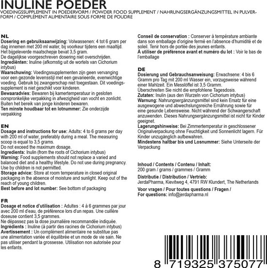 Inuline poeder - 200 gram - humaan | bol