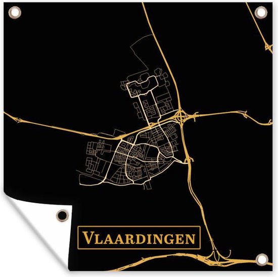 Tuindoek Kaart - Vlaardingen - Simpel - Goud - Zwart - 100x100 cm | bol