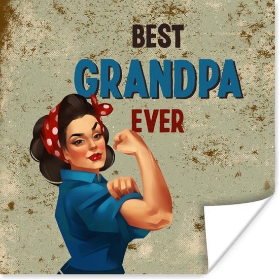 Poster Opa - Quote - Best grandpa ever - Spreuken - 100x100 cm XXL ...