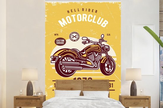 Behang - Fotobehang Motor - Vintage - Tekening - Quote - Breedte 155 cm ...