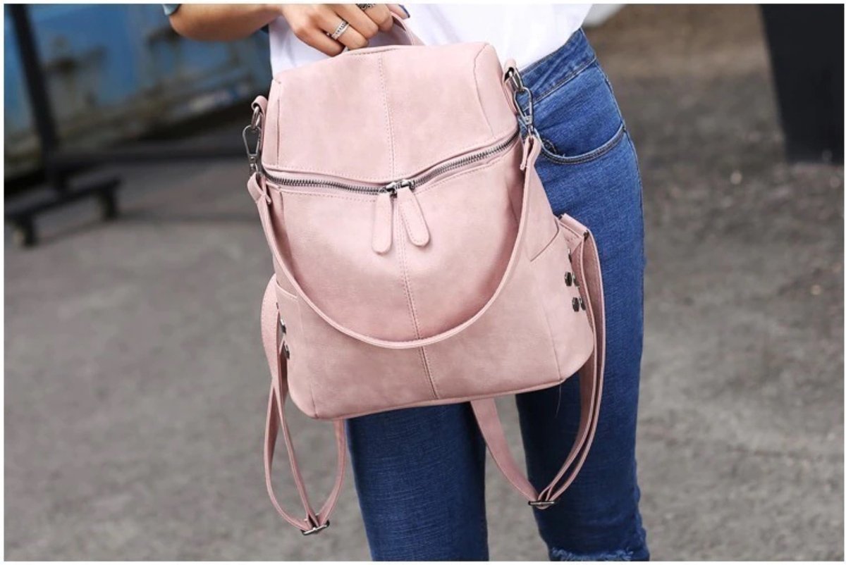 Rugtas - Schoudertas - Dames - Rugzak - Zacht PU Leer - Roze | bol.com