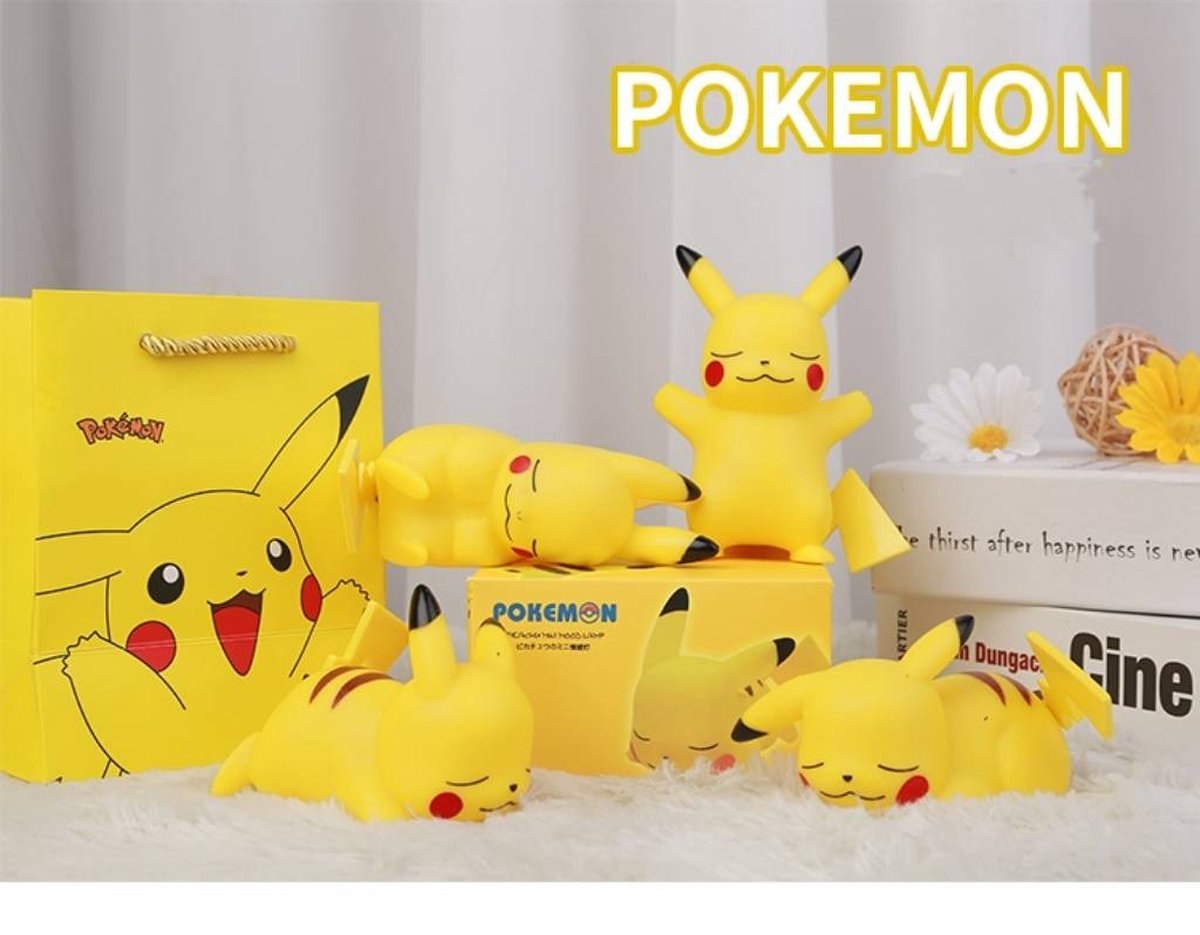 Pokémon-bedlampje-Pikachu-nachtlamp- Slapend -Led- Slaapkamer- Mini ...