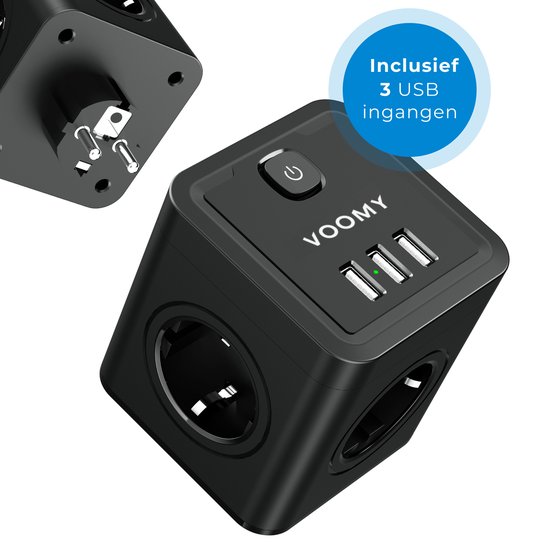 Voomy Cube Multi-plug 7-Way - Séparateur de prises - 3 Portes USB ...