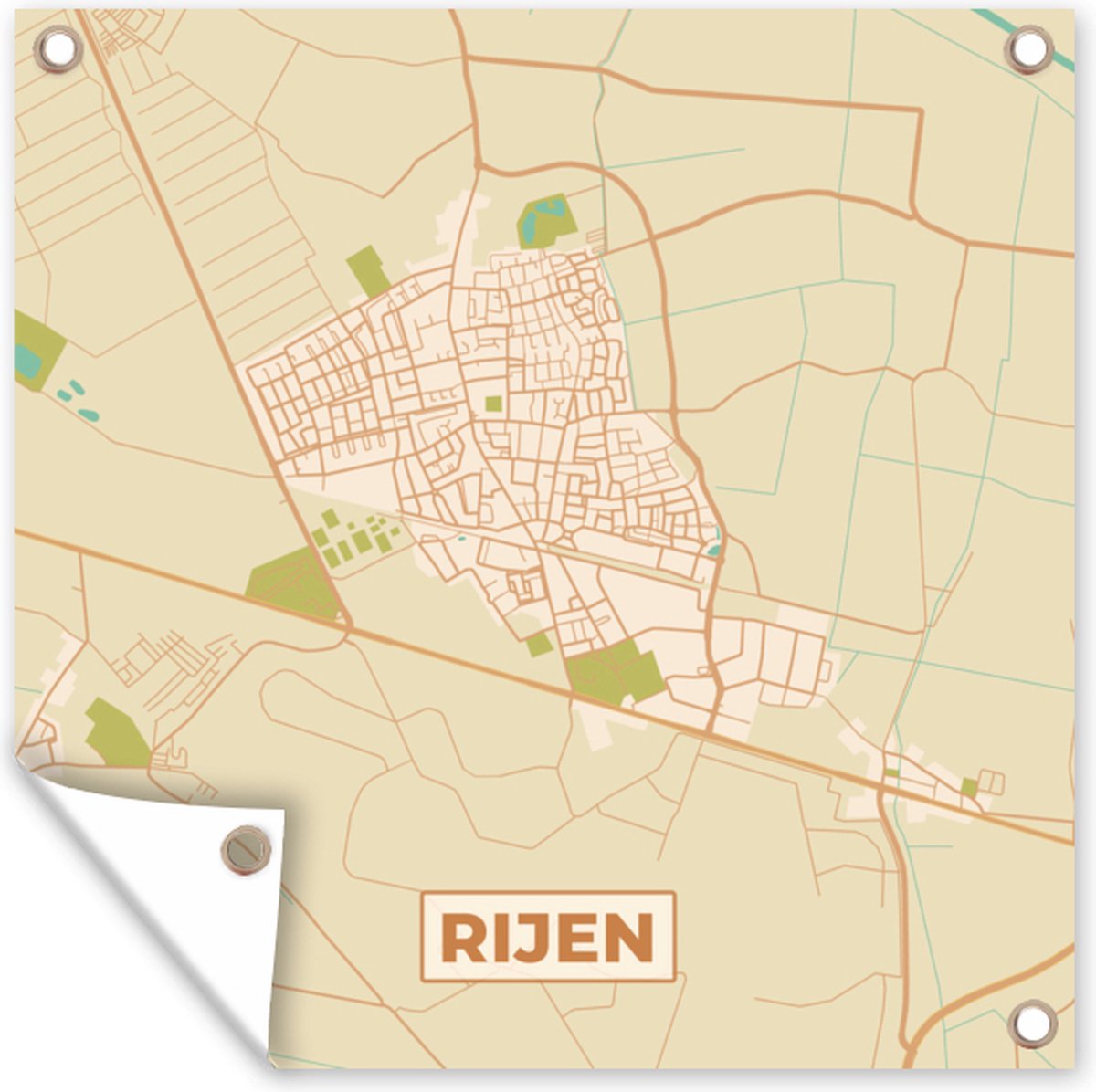 Tuinposters Rijen - Kaart - Vintage - Plattegrond - Stadskaart - 50x50 ...