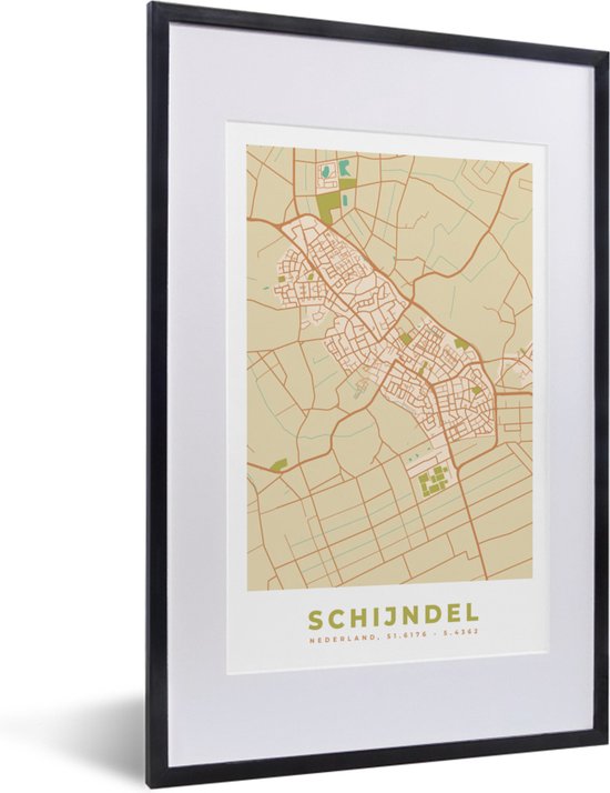 Fotolijst incl. Poster - Schijndel - Kaart - Plattegrond - Stadskaart ...