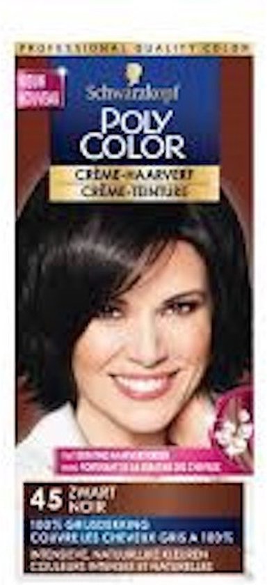 Schwarzkopf Poly Color CrÃ¨me Haarverf 45 Zwart - 1 stuk | bol.com