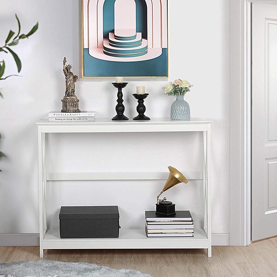 Consolettafel, gangtafel met plank, bijzettafel, dressoir, woonkamer ...