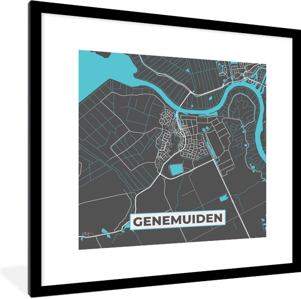 Fotolijst incl. Poster - Stadskaart - Kaart - Genemuiden - Plattegrond ...