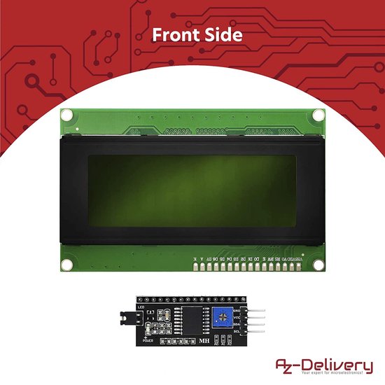 AZDelivery HD44780 2004 LCD Display Groene Bundel 4x20 Tekens met I2C ...