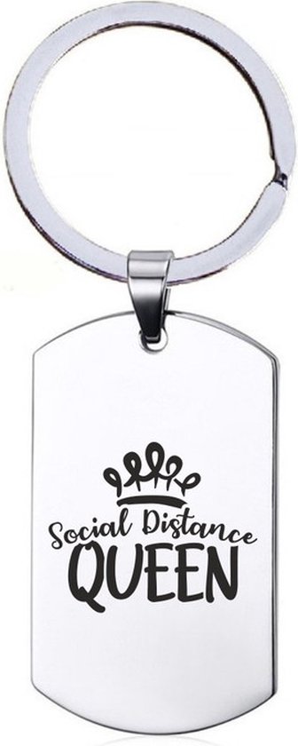Sleutelhanger RVS - Social Distance Queen | bol.com