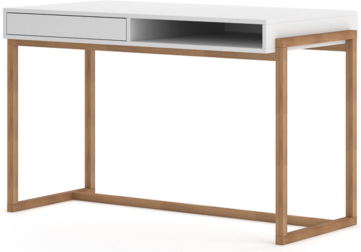 Wit Bureau met Lade Robin – Buro Wit met Massief Beukenhout – Witte ...