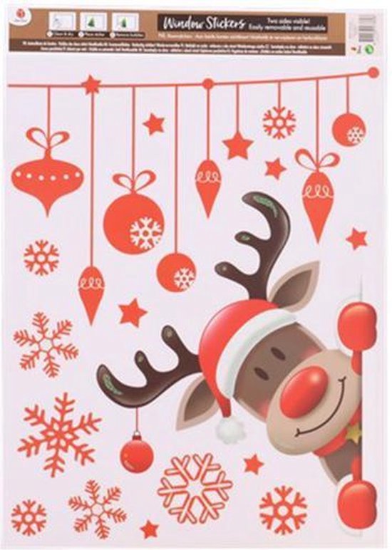 Kerst Raamstickers - Multicolor / Rood - Kunststof - 9 Stickers | bol.com