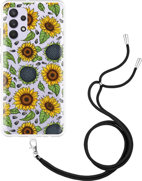 Cazy Hoesje met Koord geschikt voor Samsung Galaxy A32 4G - Sunflowers | bol