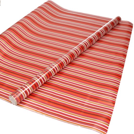 3x Inpakpapier/cadeaupapier rode strepen motief 200 x 70 cm rol - 200 x ...