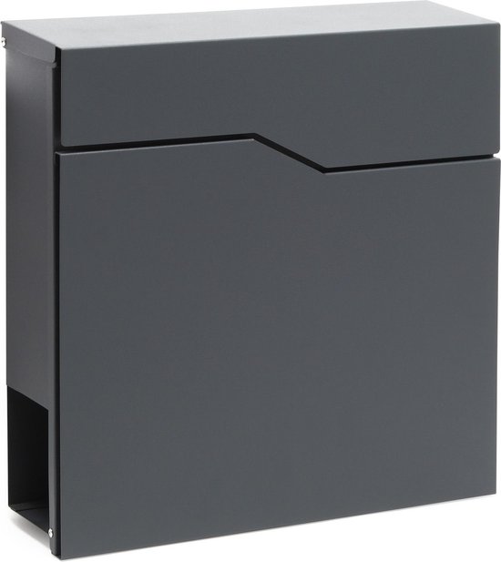 Modern design brievenbus met krantenrol V19 antraciet - wandbrievenbus ...