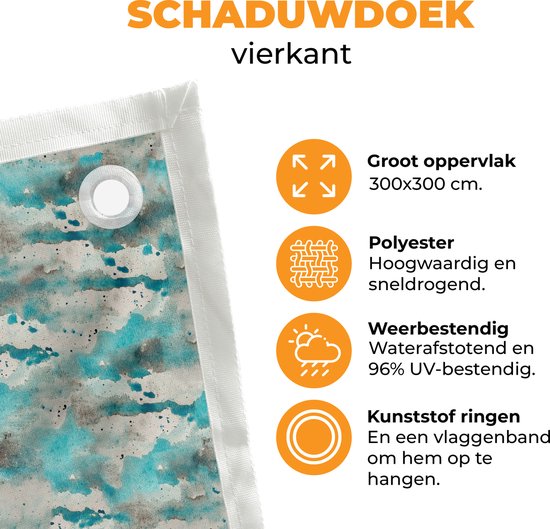 MuchoWow® - Schaduwdoek - Patronen - Olieverf - Turquoise - 96% UV ...