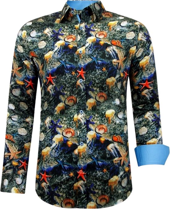 Luxe Satijn Heren Overhemd met Kleurrijke Print- 3095 | bol