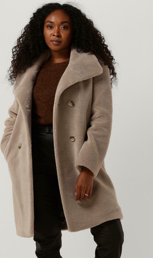 Beaumont Double Breasted Teddy Coat Jassen Dames - Winterjas - Beige - Maat 42 | bol.com
