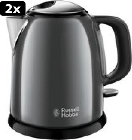 2x Russell Hobbs 24993-70 Colour Plus+ Mini Waterkoker 1 Liter - Grijs ...