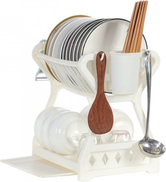 Borvat® |Free-standing dryer for dishes, white 33x24x31 cm | bol.com