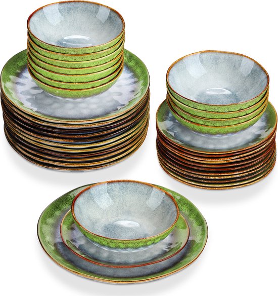 Servies Set - 36 Delig Blauw-Groen Gradiënt Diner Servies Set - Met ...