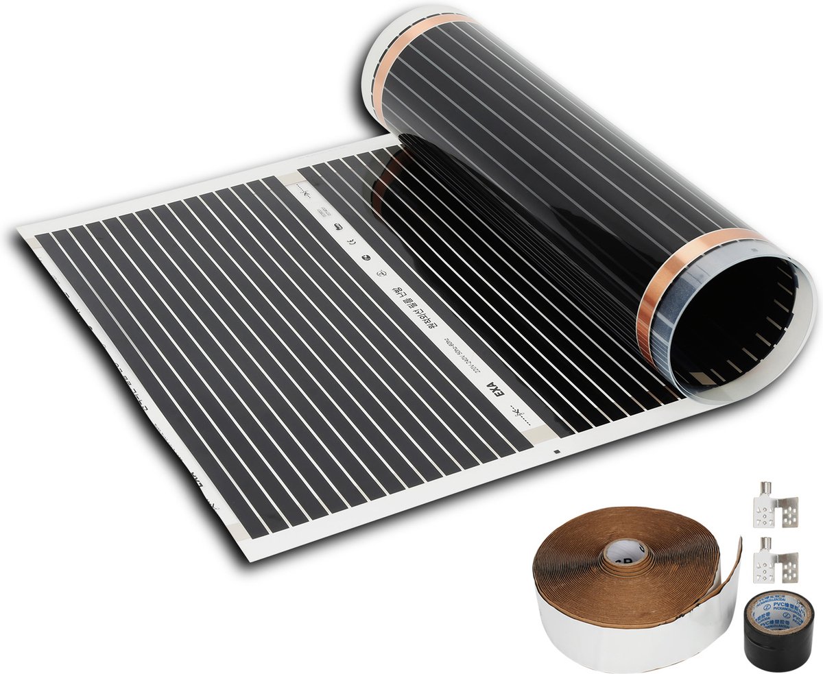 Infrarood verwarmingsfolie elektrische vloerverwarming 50cm set 220 W ...