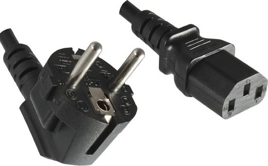 DINIC C13 (recht) - CEE 7/7 (haaks) stroomkabel - 3x 1,00mm / zwart - 5 ...
