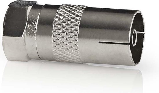 Nedis Satelliet- en Antenne-Adapter | F-Male | IEC (Coax) Female | Vernikkeld | 75 Ohm... | bol.com