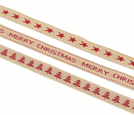 Kerst Lint 16mm (1,6cm) | Katoen Lint | Weefband Kerstlint | Sterren ...
