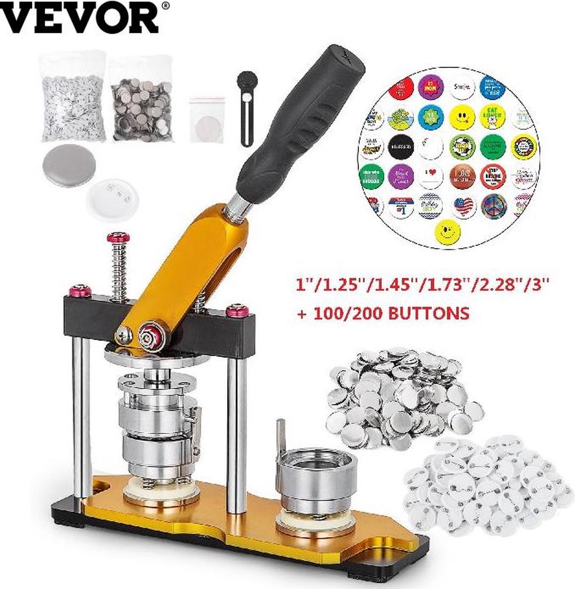 Vevor Button Maker - 75mm Badges - Badge Maker - Buttonmachine | bol.com