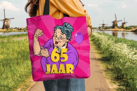 Schoudertas - Strandtas - Shopper Vrouw - Jubileum cadeau - 65 Jaar ...
