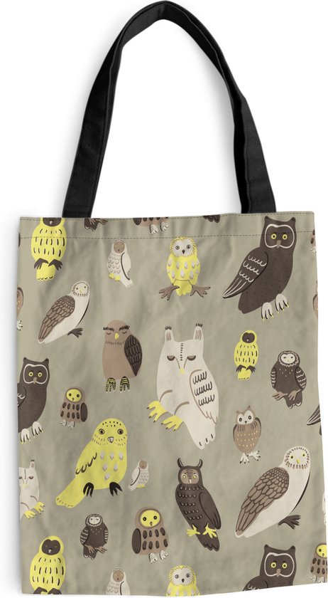 Schoudertas - Strandtas - Shopper Patronen - Vogel - Uil - 40x50 cm ...