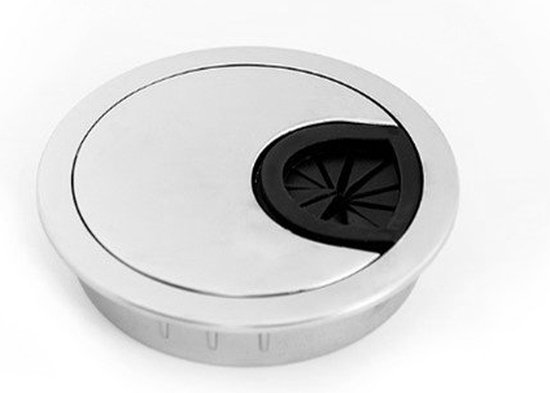 Kabeldoorvoer Ø60 mm mat aluminium - Aluminium kabeldoorvoer bureau ...