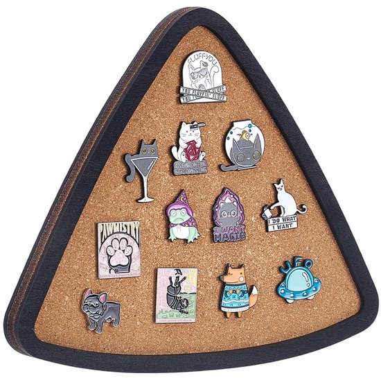 Triangle Cork Pin Display Board, 20x23cm Wall Mounted Wooden Bulletin ...