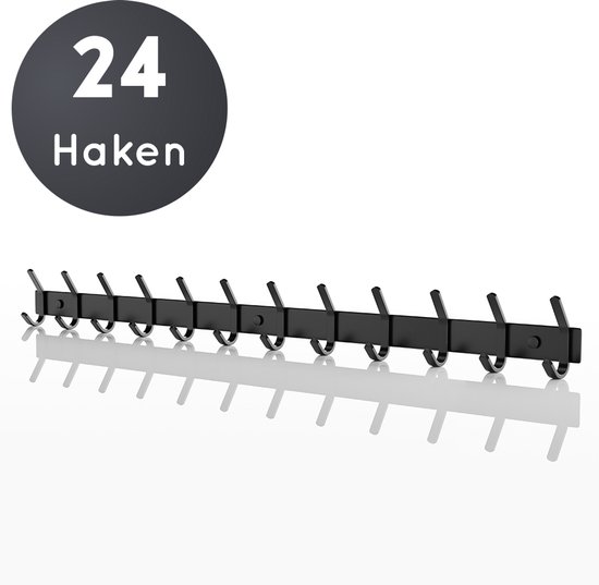 Volcan Wandkapstok - 24 haaks - zwart | bol
